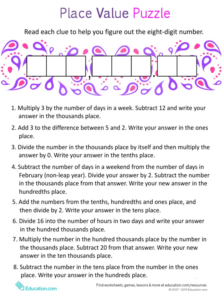 Place Value Puzzle 2 | PDF