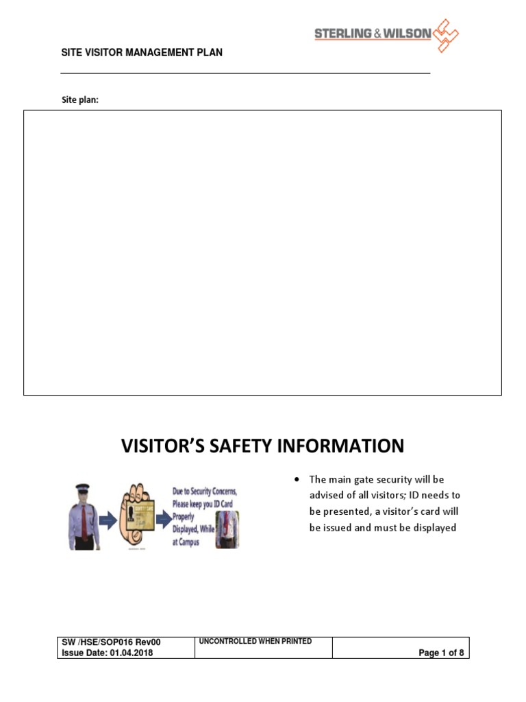 Site Visitor Management Plan | PDF | Safety