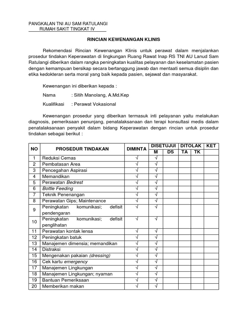 Format RKK Perawat Bidan Kredensial Edit | PDF