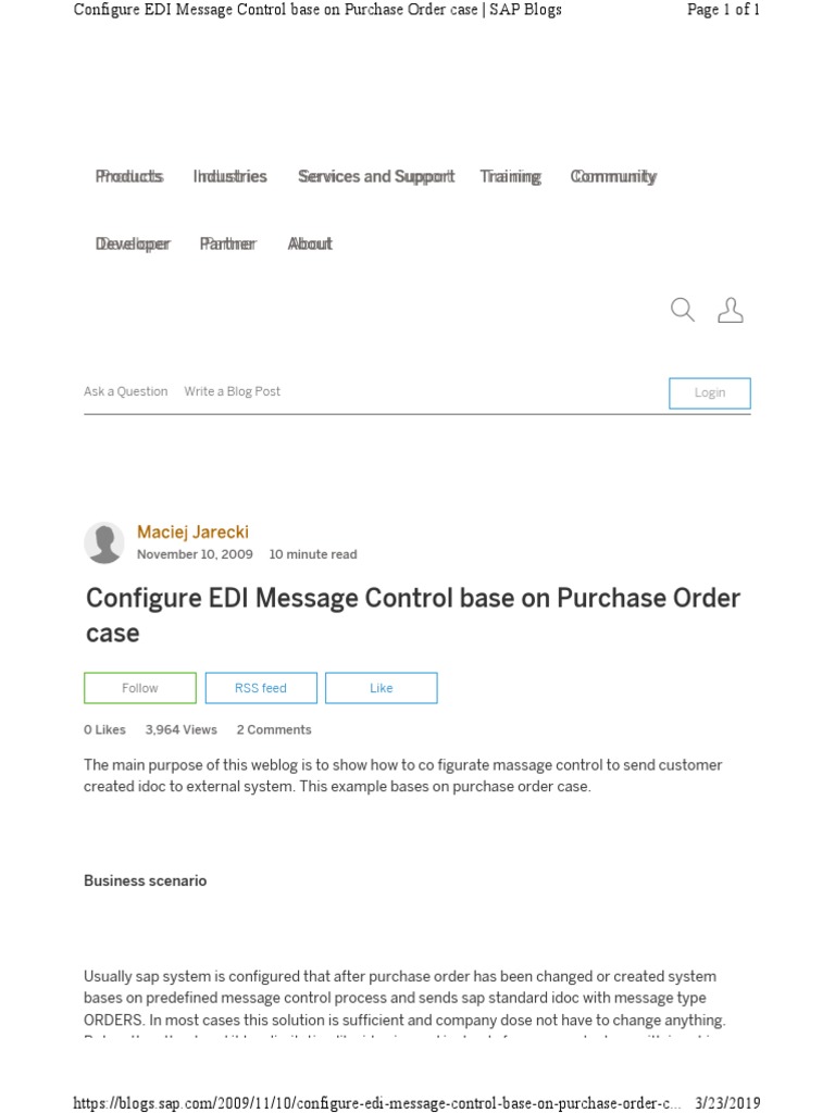 Configure EDI Message Control Base On Purchase Order Case | PDF | Business