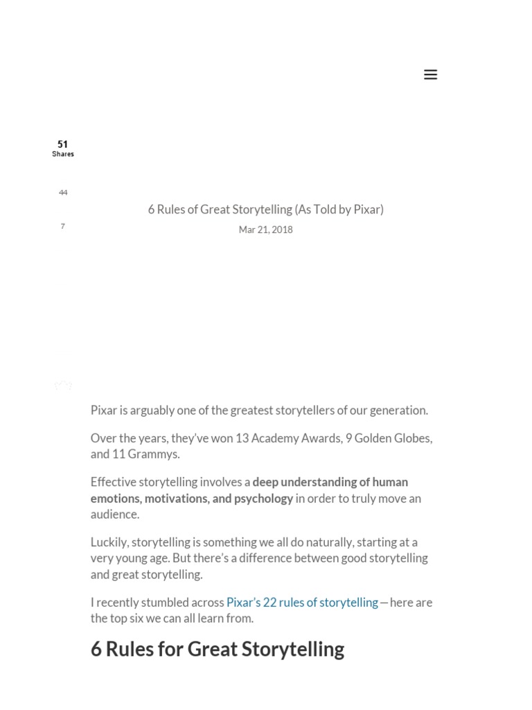 6 Rules For Great Storytelling | PDF | Storytelling | Narrative