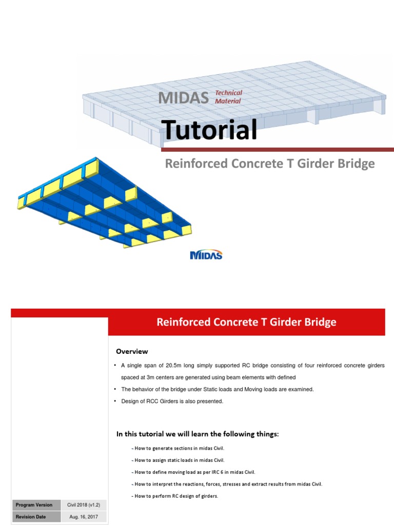RCC T Girder Bridge Design Tutorial | PDF | Beam (Structure ...