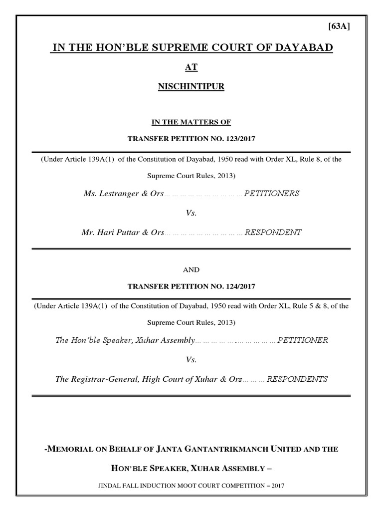 Sample Memorial | PDF | United States Constitution | Constitutional Law