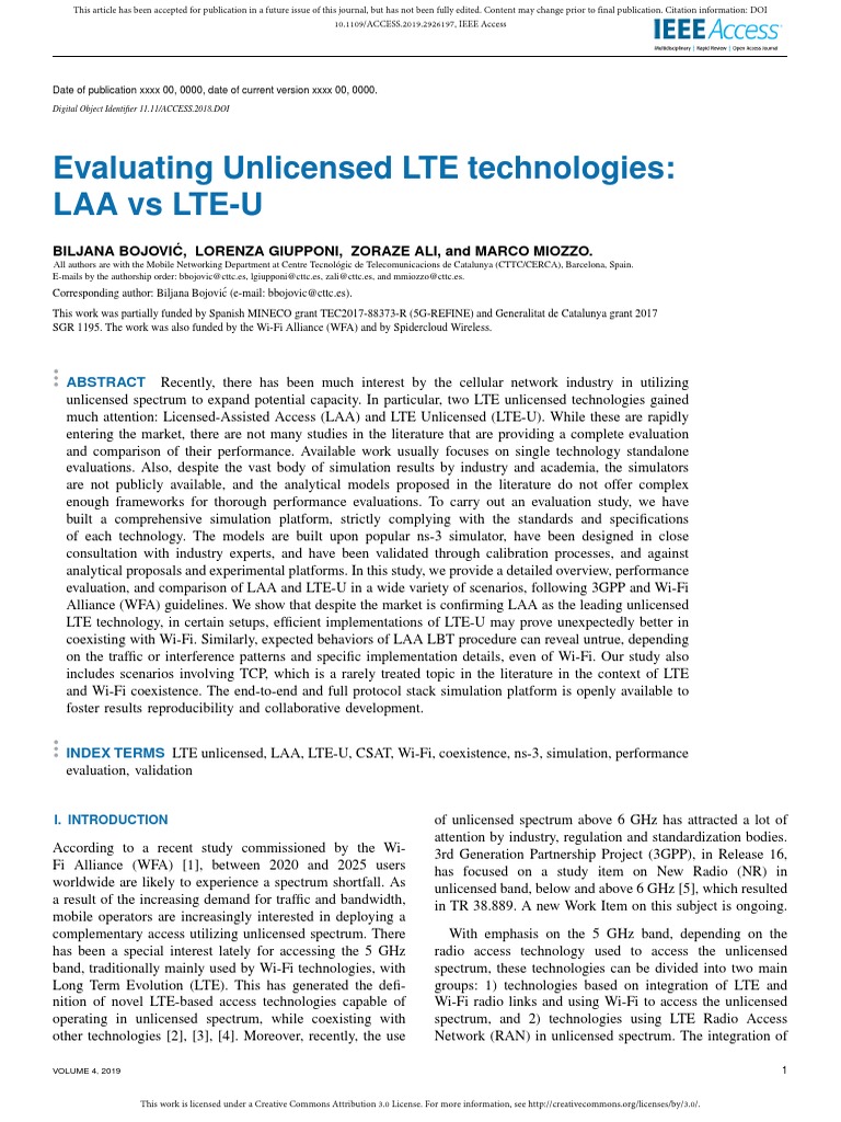 Evaluating Unlicensed LTE Technologies LAA Vs LTE | PDF | Digital ...