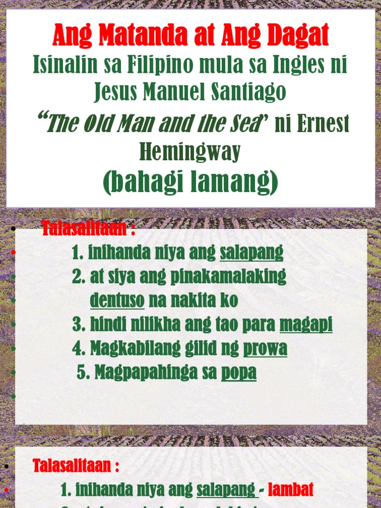 Ang Matanda at Ang Dagat | PDF