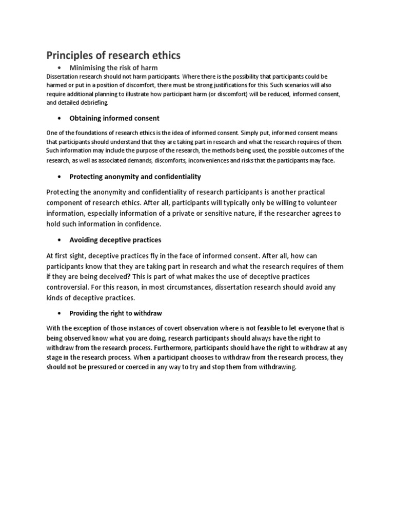 Principles of Research Ethics | PDF