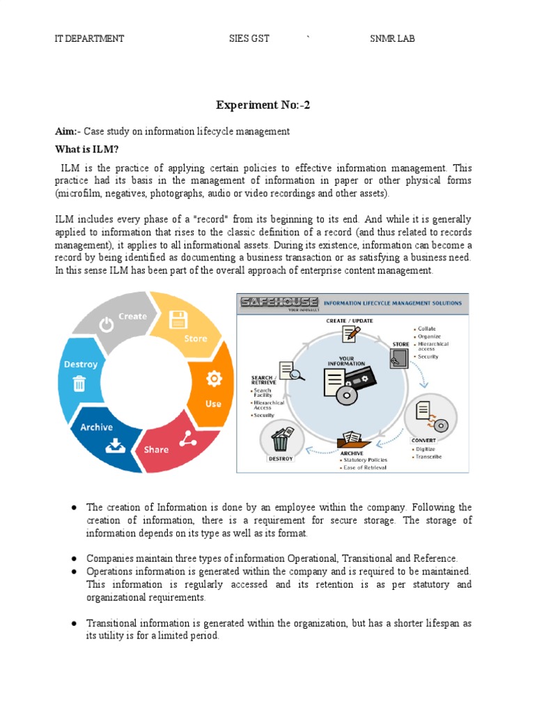 Experiment No:-2: Aim:-What Is ILM? | PDF | Computer Data | Data Management