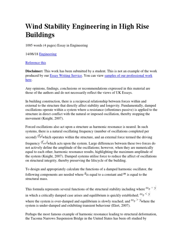 Wind Stability Engineering in High Rise Buildings | PDF | Resonance ...
