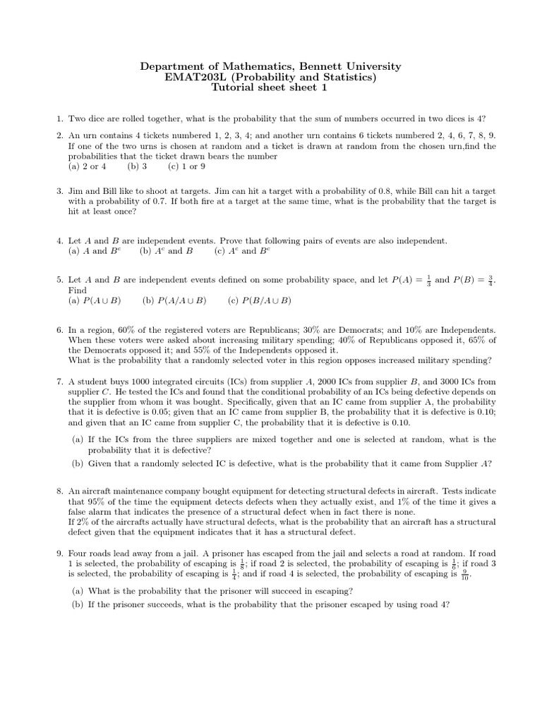 Probability & Statistics Problems | PDF | Integrated Circuit ...