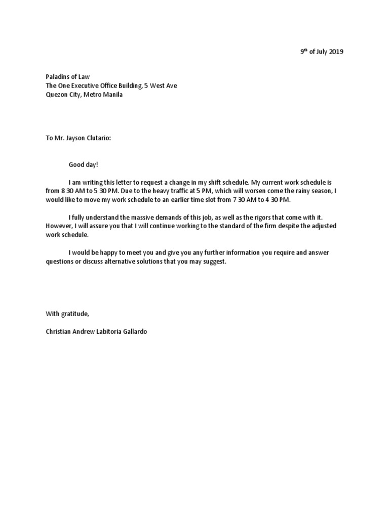 Request For Change of Schedule | PDF