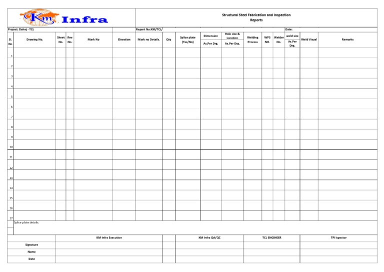 Structural Steel Fabrication and Inspection Reports | PDF