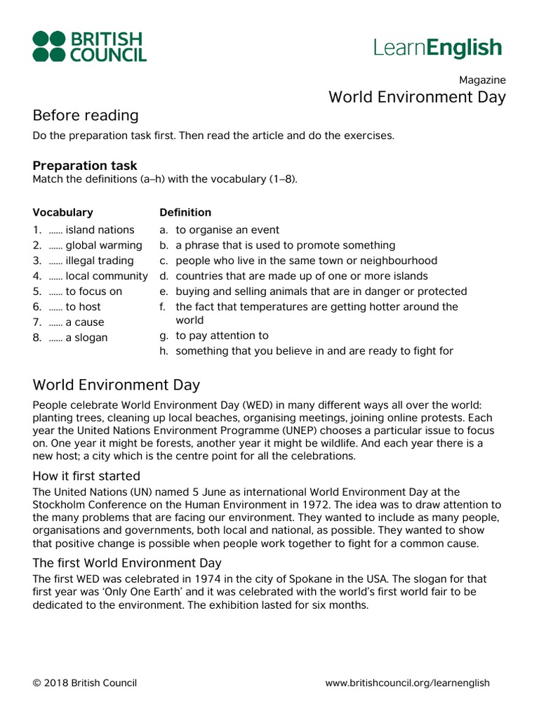 LearnEnglish Magazine World Environment Day | PDF | Natural Environment ...