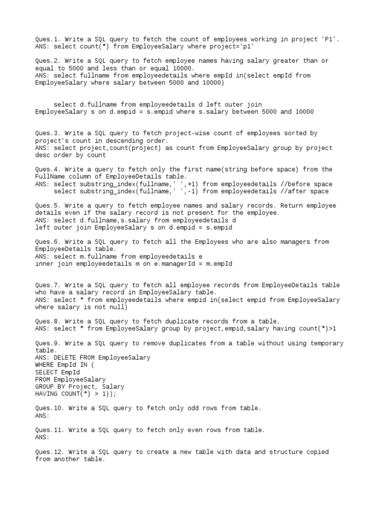 SQL Queries | PDF | Sql | Computer Programming