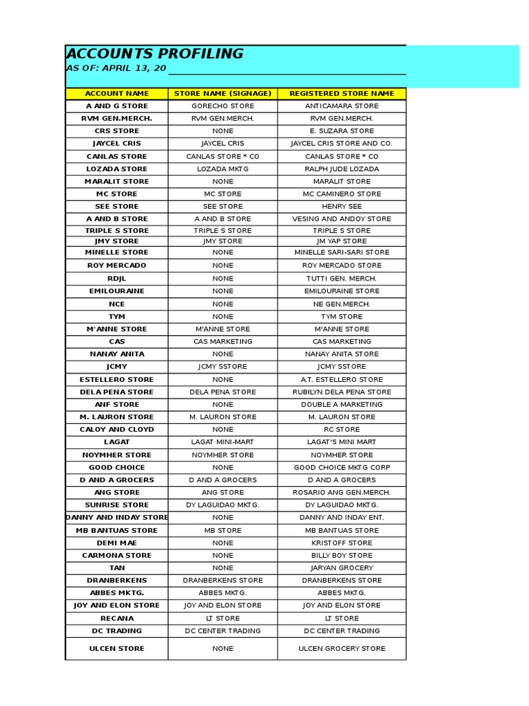Account Profiling | PDF | Retail Buildings | Retailing