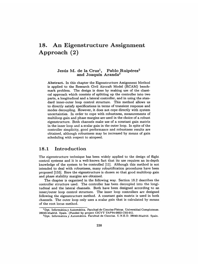 An Eigenstructure Assignment Approach Pdf Flight Dynamics Fixed Wing Aircraft Control Theory