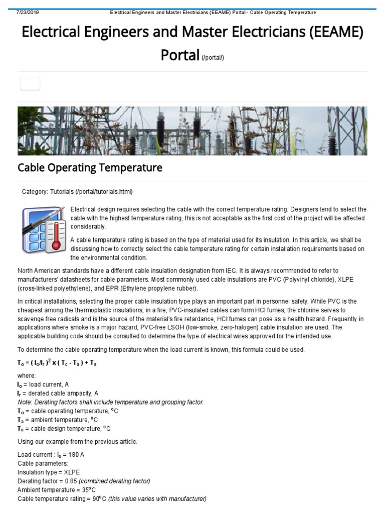 Cable Operating Temperature | PDF | Polyvinyl Chloride | Insulator ...