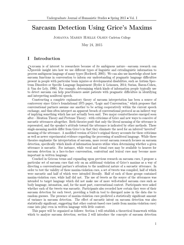 Sarcasm Detection | PDF | Epistemology | Truth