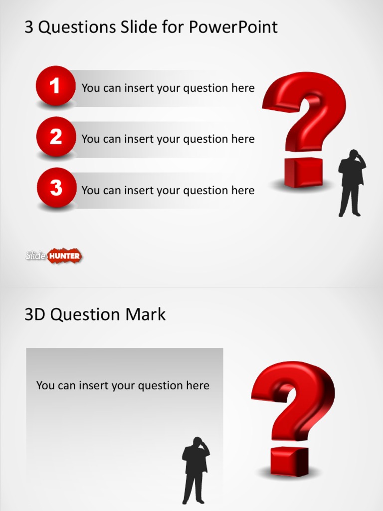 3 Questions Slide Template for PPT | PDF