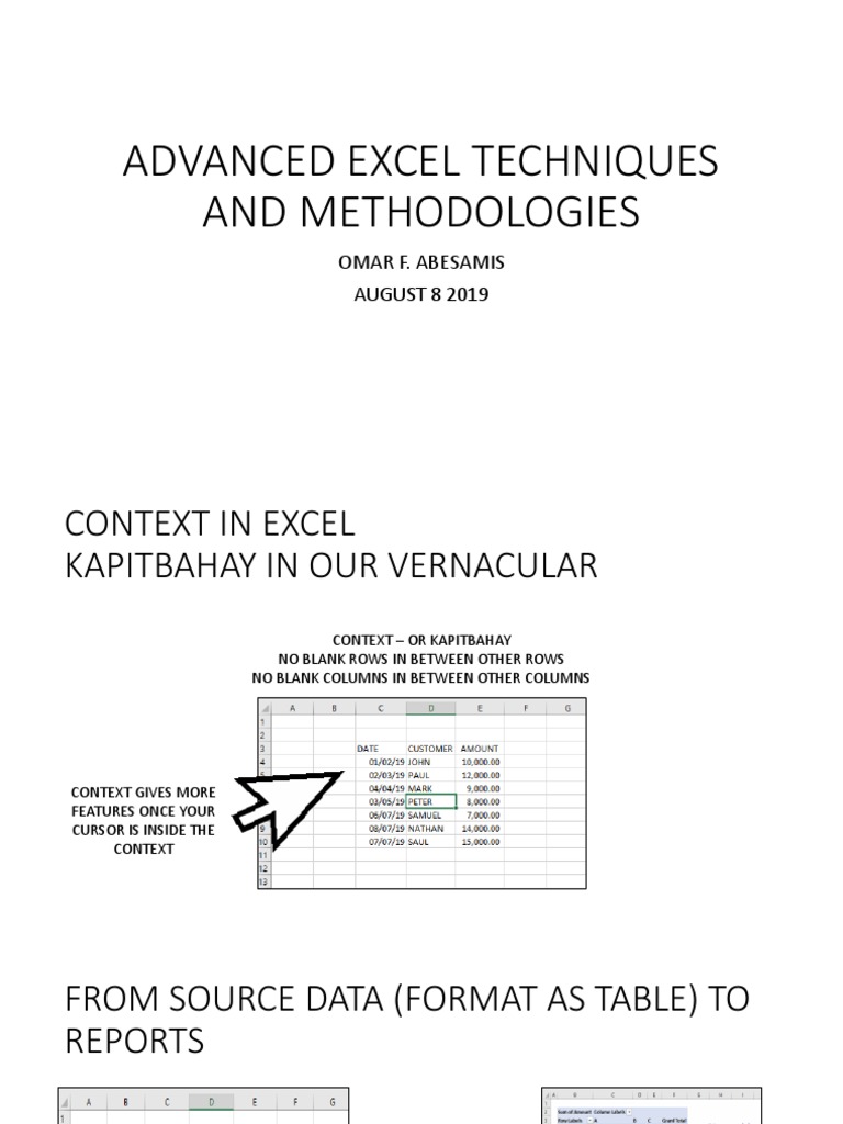Advanced Excel Techniques for Reporting | PDF | Finance & Money ...