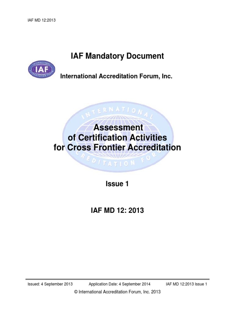 IAF MD 12 Assessment Cross Forntier | PDF | Business | Evaluation