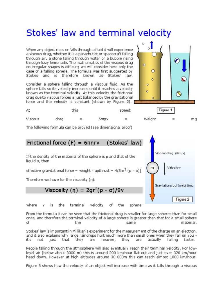 Stoke's Law | PDF | Drag (Physics) | Viscosity