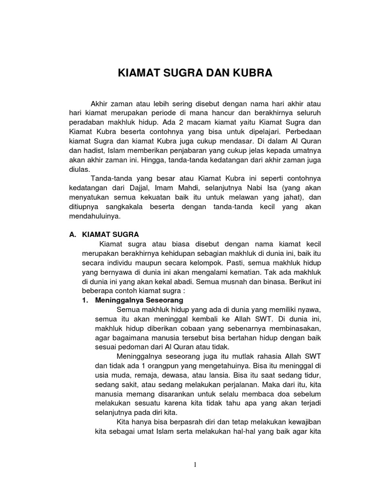 Kiamat Sugra Dan Kubra | PDF