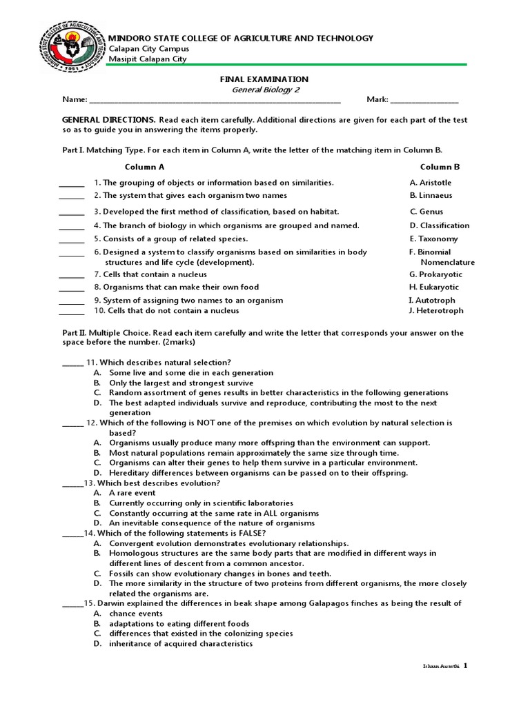 Finals - Biology 2 | PDF | Homo | Evolution
