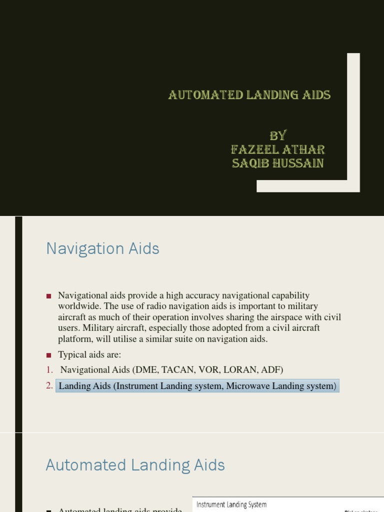 Automated Landing Aids BY Fazeel Athar Saqib Hussain | PDF | Avionics | Electrical Engineering