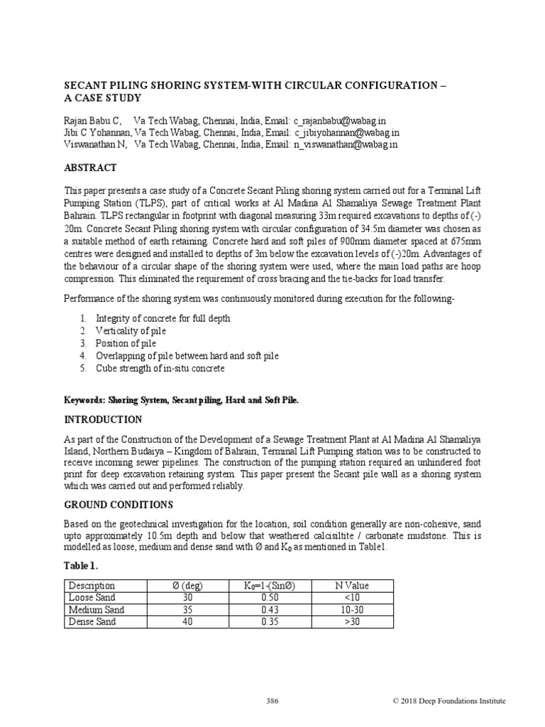Secant Piling Shoring System With Circular Configuration | PDF | Deep ...