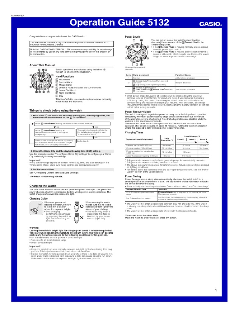 G-SHOCK Manual 5132.pdf | Daylight Saving Time | Watch