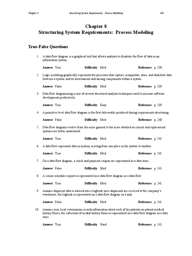 Structuring System Requirements: Process Modeling: True-False Questions | PDF | Systems Science ...