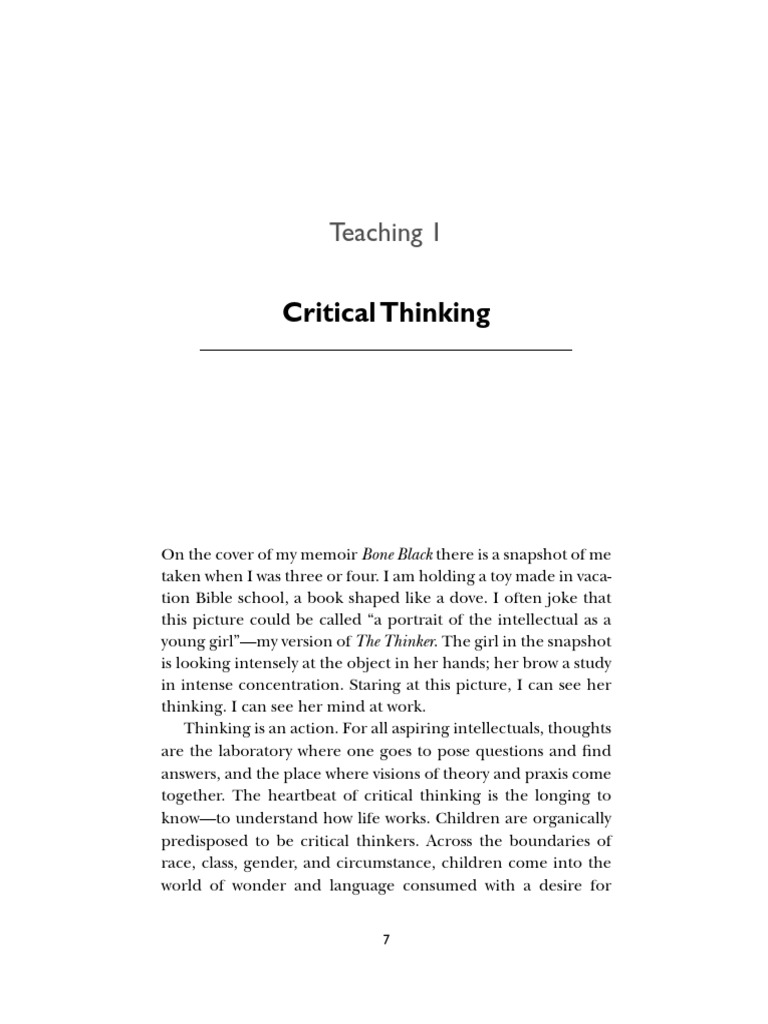 1 Bell Hooks Critical Thinking | PDF | Critical Thinking | Thought