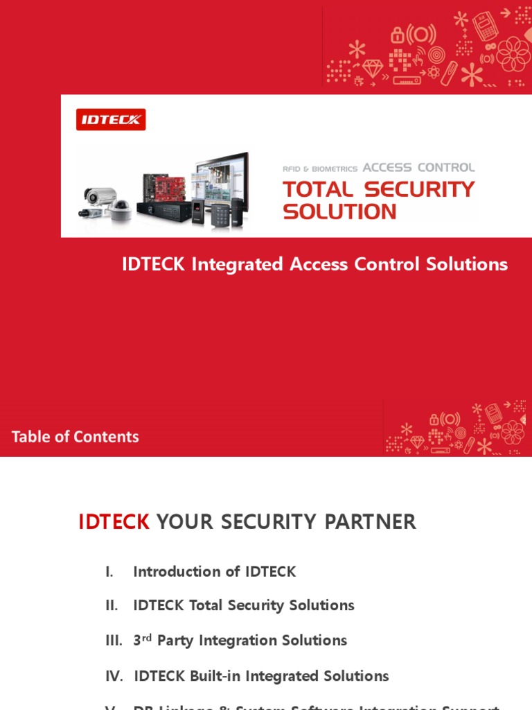 IDTECK Integrated System Overview - 2018 11 | PDF | Access Control ...