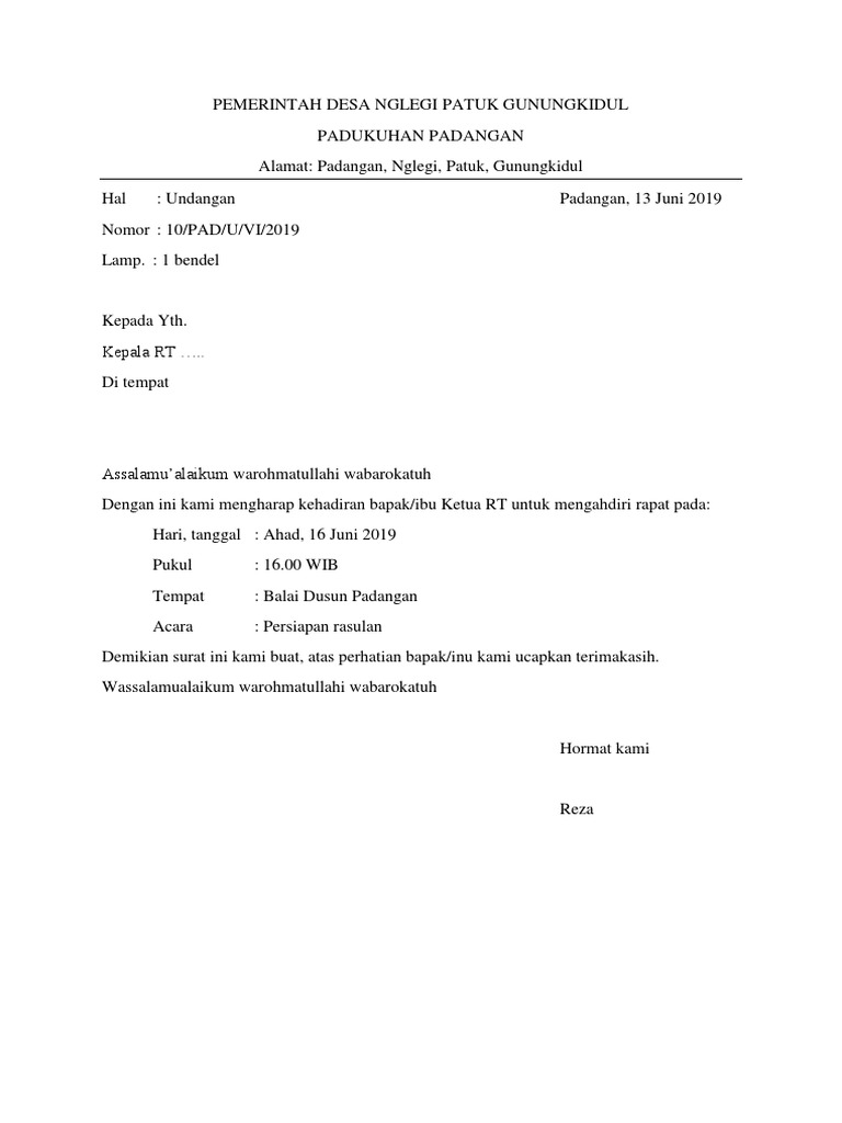 Surat Undangan Rasulan | PDF