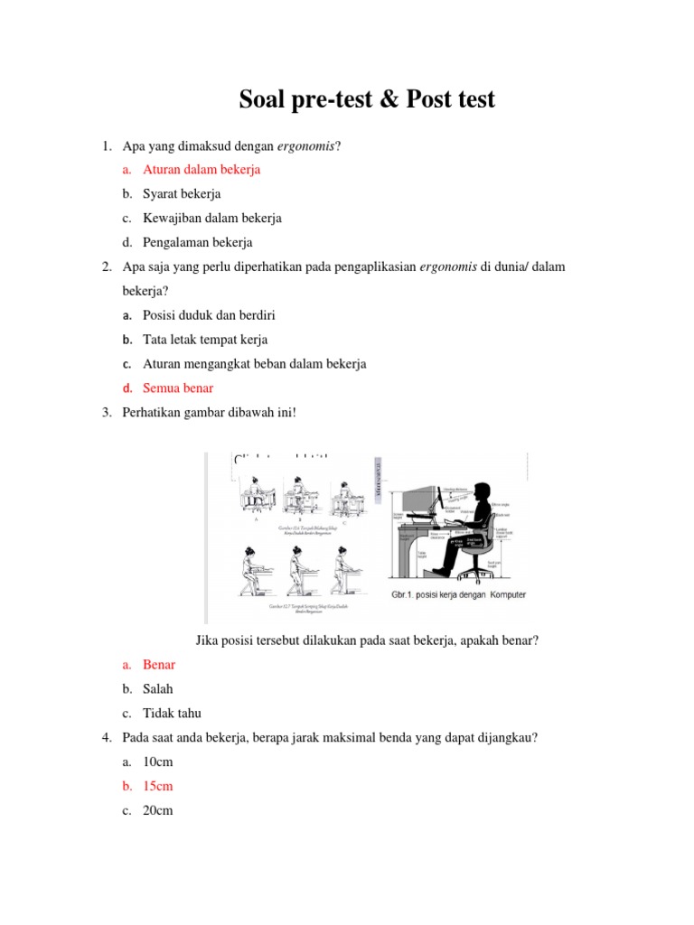 Soal Pre-Test dan Post-Test Ergonomi | PDF | Karier & Perkembangan