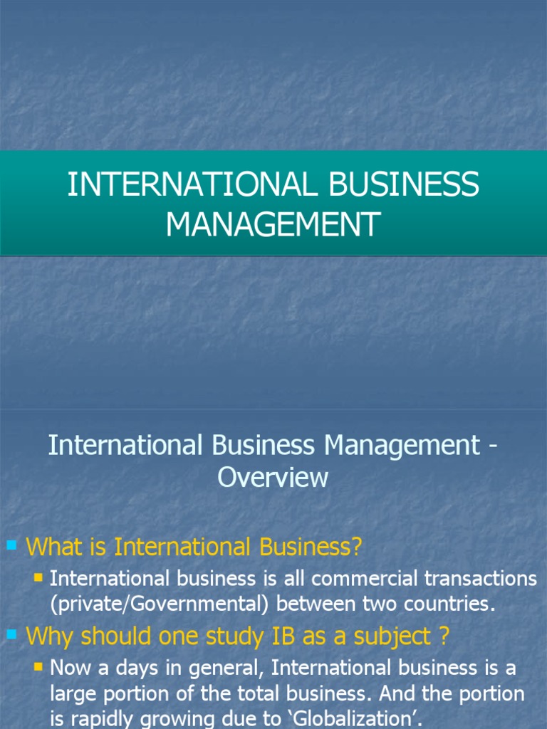 International Business Management | PDF | Purchasing Power Parity ...