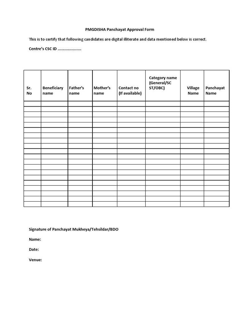 Panchayat Approval Form New PDF | PDF