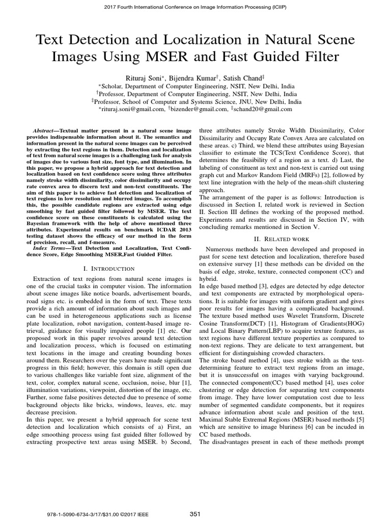 Text Detection and Localization in Natural Scene Images Using MSER and Fast Guided Filter | PDF ...