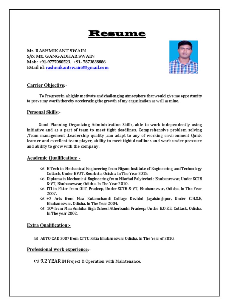Rashmikant Swain Latest Resume | PDF | Tanks | Nature