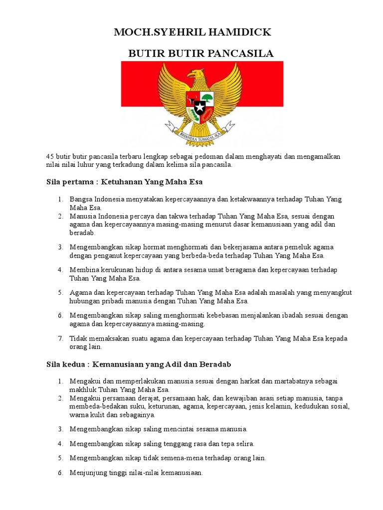 45 Butir Butir Pancasila | PDF