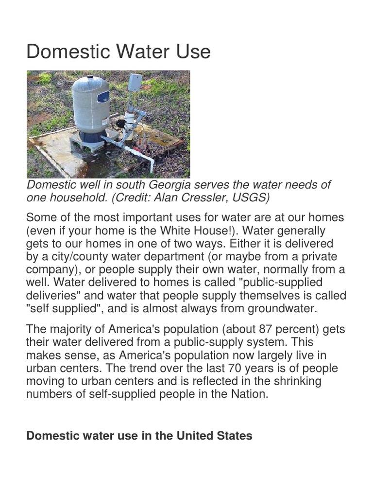 Domestic Water Use: Domestic Well in South Georgia Serves The Water ...