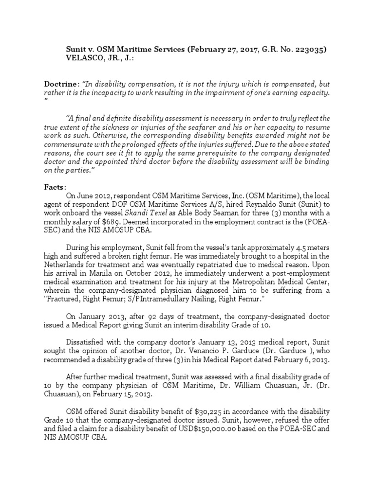 Sunit v. OSM Maritime Services (February 27, 2017, G.R. No. 223035 ...