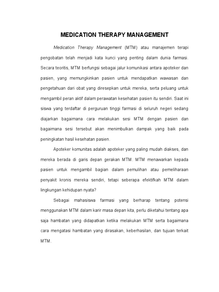 Medication Therapy Management | PDF