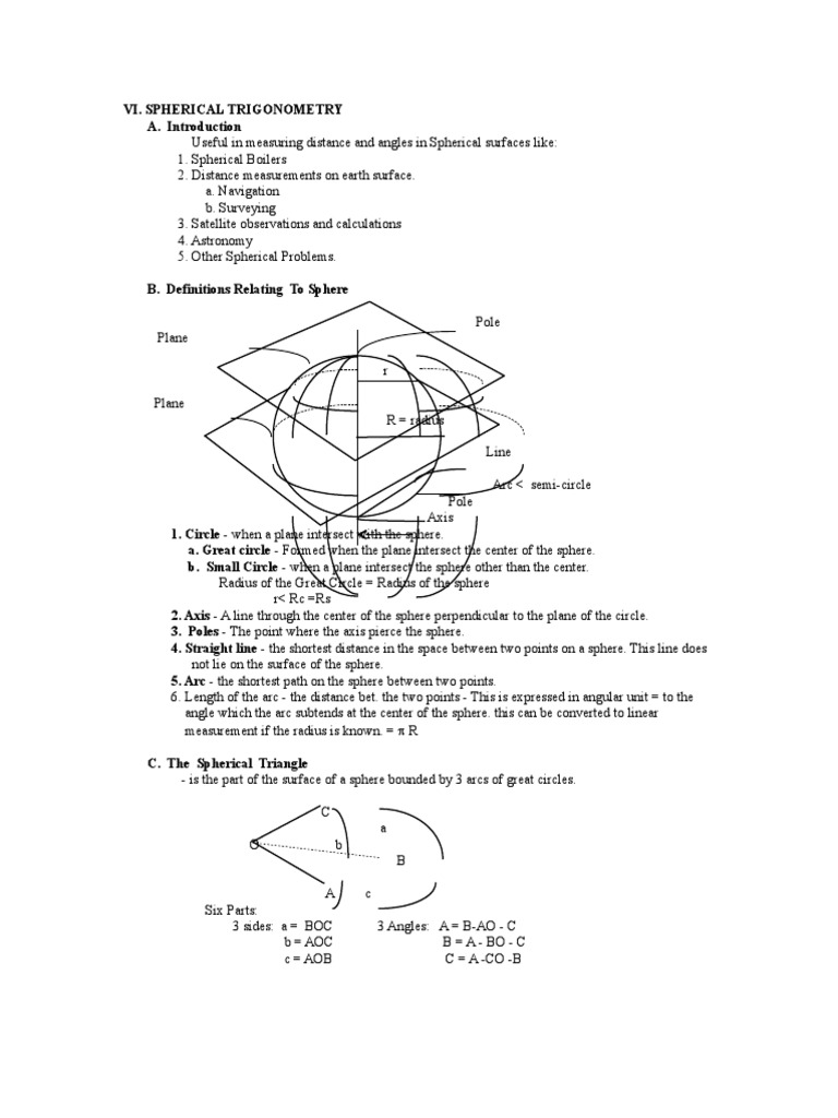 Spherical Trigonometry Overview | PDF | Sphere | Trigonometric Functions