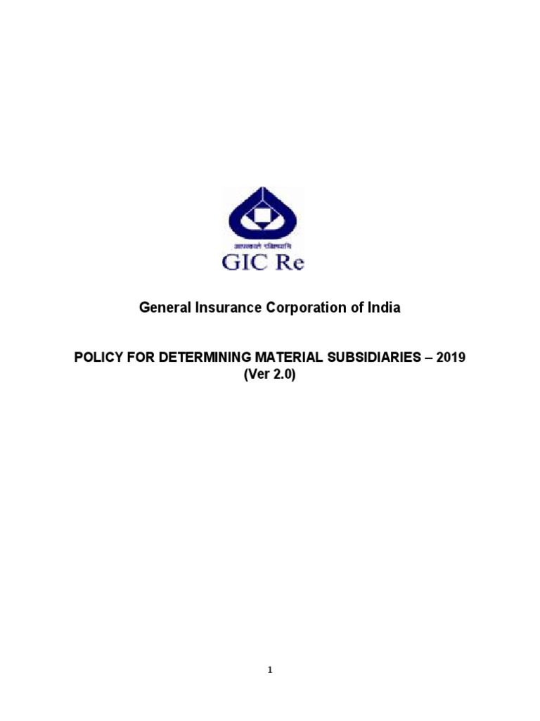 Material Subsidiary Policy Overview | PDF | Subsidiary | Board Of Directors