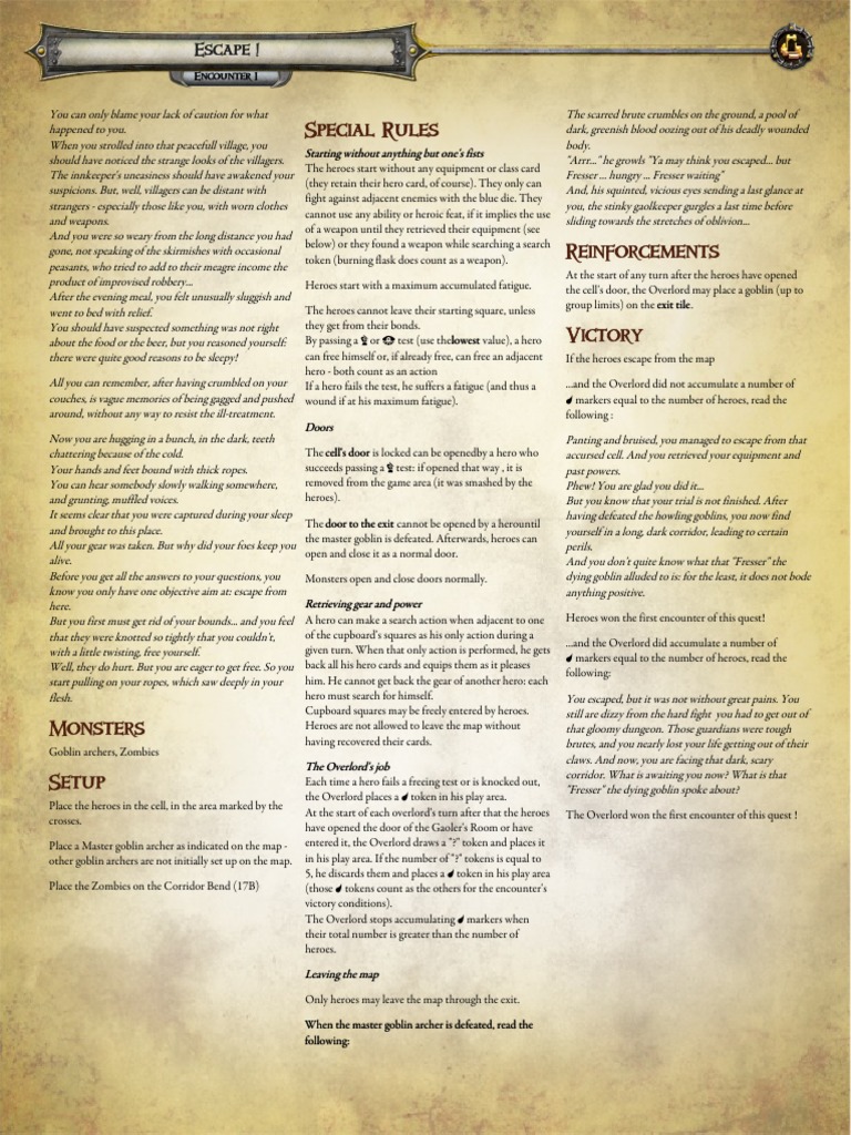 Special Rules Special Rules: Escape ! Escape ! | PDF