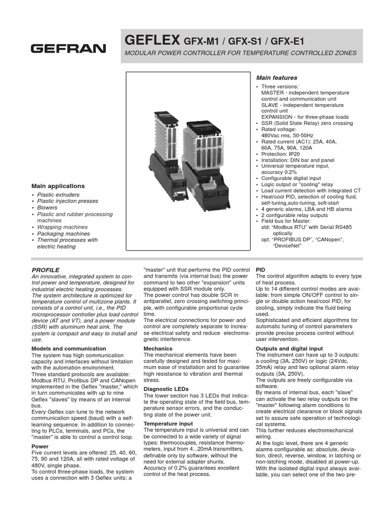 Controlador de Potência Modular GEFRAN GEFLEX GFX | PDF | Thermocouple ...