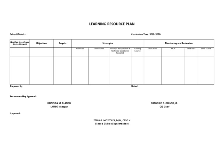 LR Plan - Template | PDF