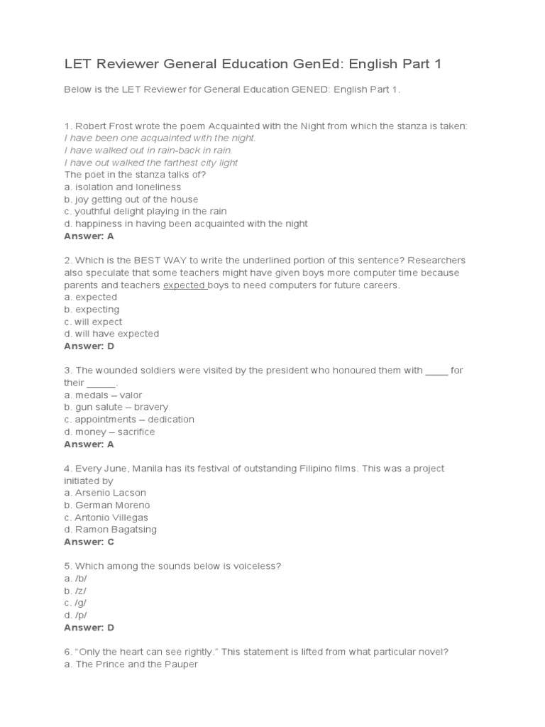 Let Reviewer General Education Gened: English Part 1 | PDF | Linguistics