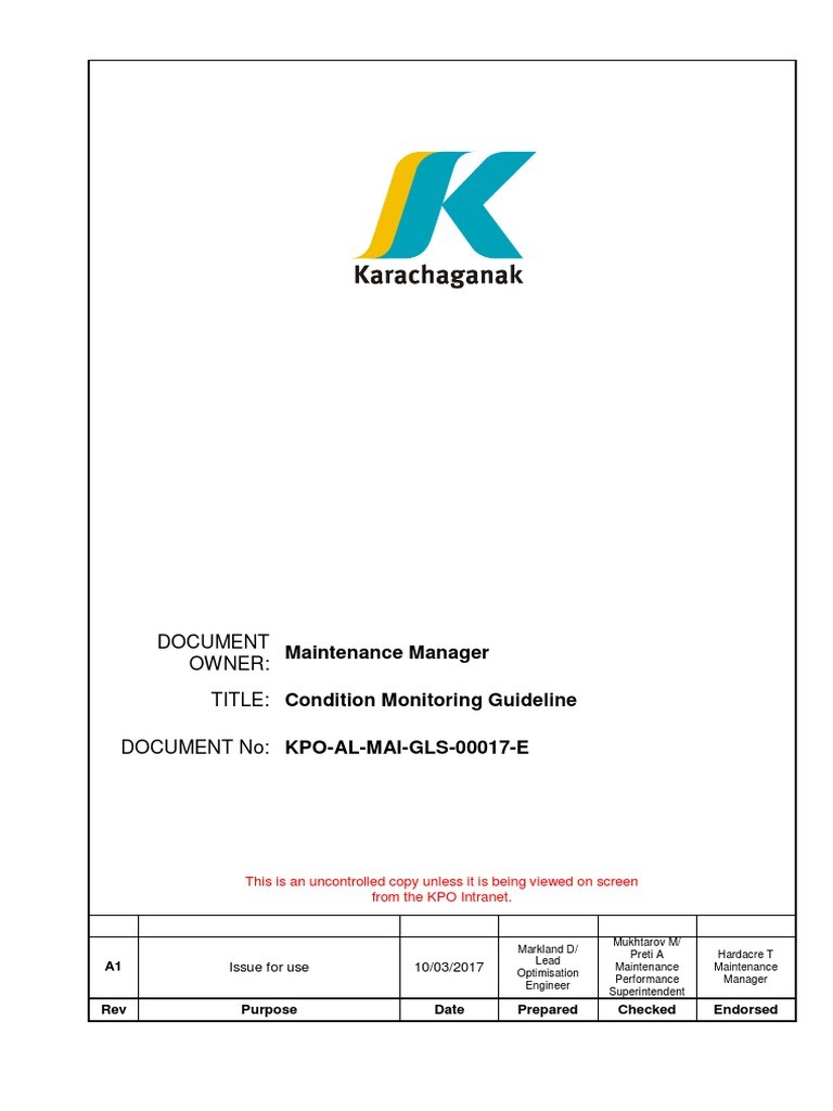 Condition Monitoring Guideline | PDF | Machines | Mechanical Engineering